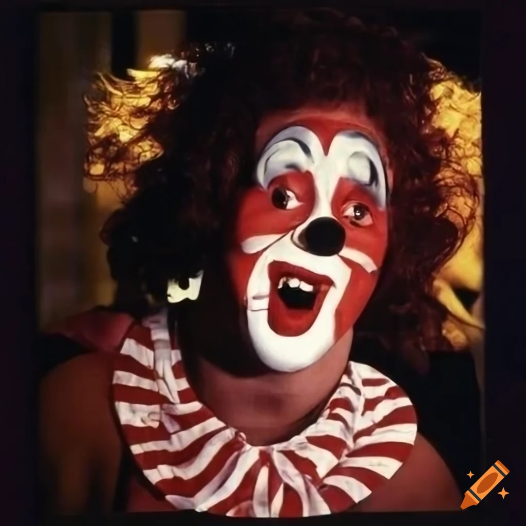 Clown playing noughts and crosses, 70s photo