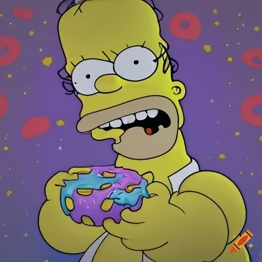 Homer simpson eating a donut in outer space on Craiyon
