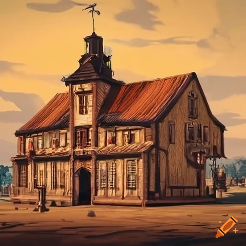 Banana old west town hall on Craiyon