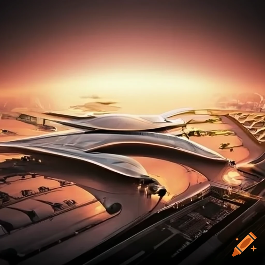 Futuristic form airport sustainable