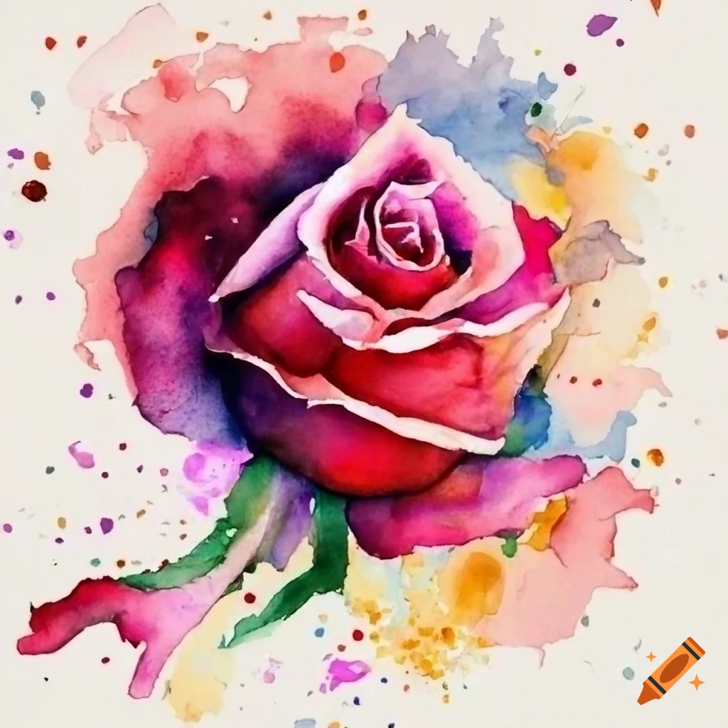 Fancy rose painted in watercolor