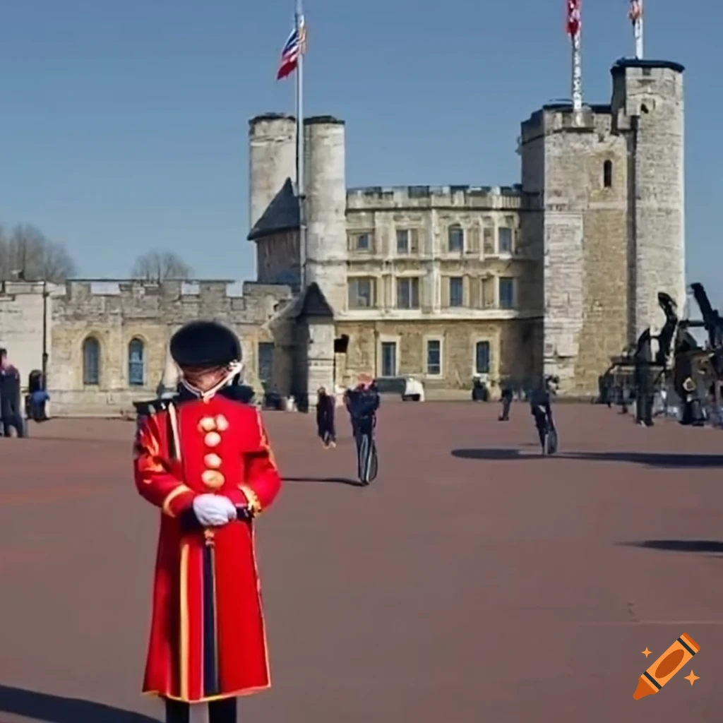 Tower of london, tower guard, beefeater, buckingham palace, at a distance