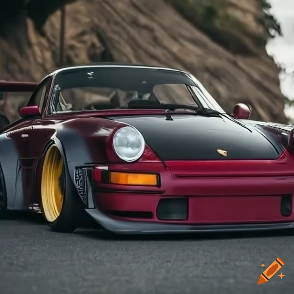 Porsche 911 carera gt 1989 rwb tuned drifting down a moutain with curvy ...