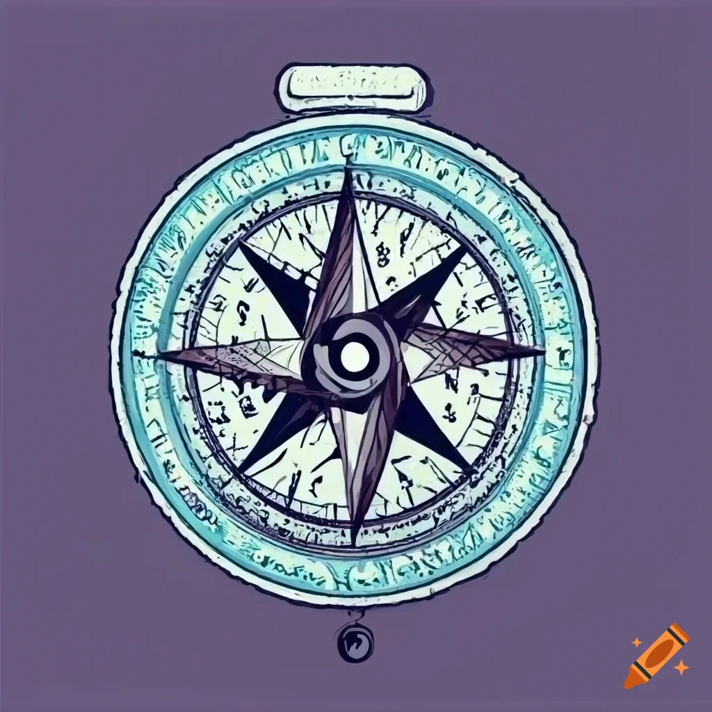 Vector image monochrome travel postal stamp compass