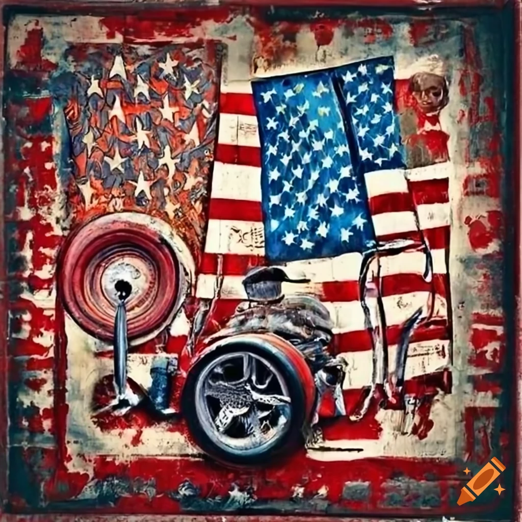 Rat rod american flag patriotic art on Craiyon