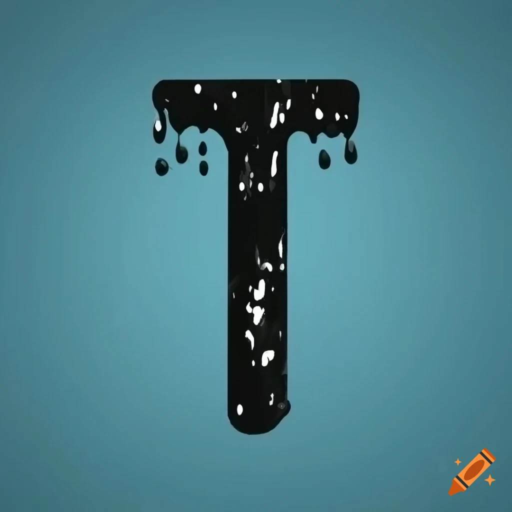 A letter t in dripping ink style