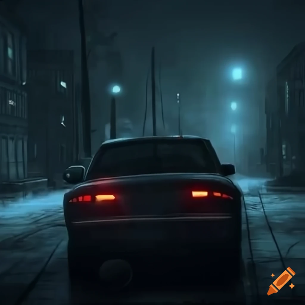 A scary story youtube thumbnail of a man driving a car at night on a ...