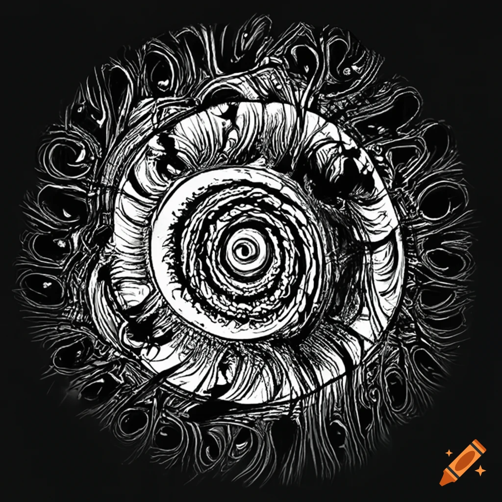 An psychedelic logo design with music score elements