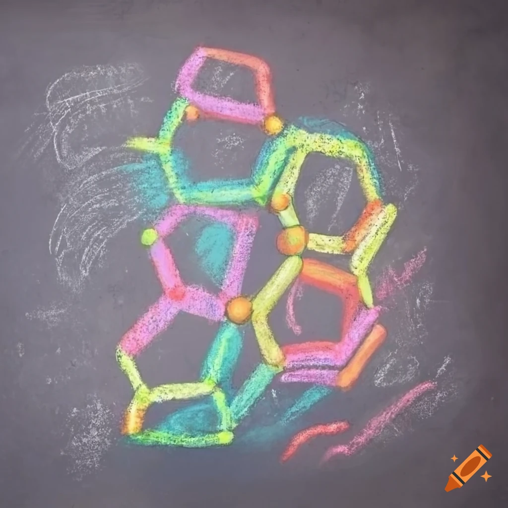 2d sidewalk chalk drawings featuring organic chemistry molecular ...