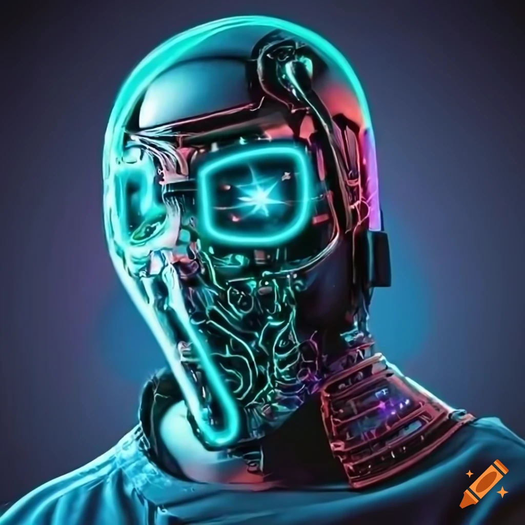 Neon futuristic cyber hacker masked robotic style on Craiyon