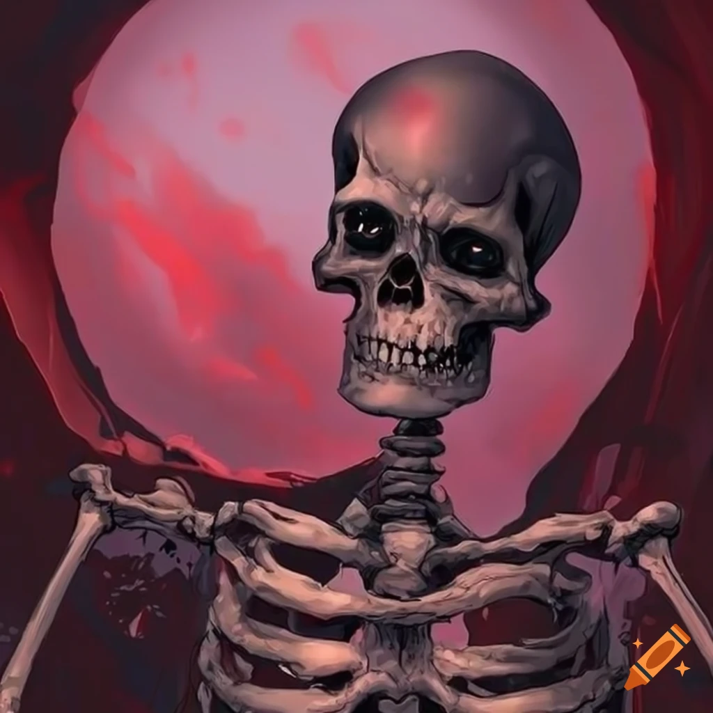 Phonk cover art skeleton with much red and dark colors on Craiyon
