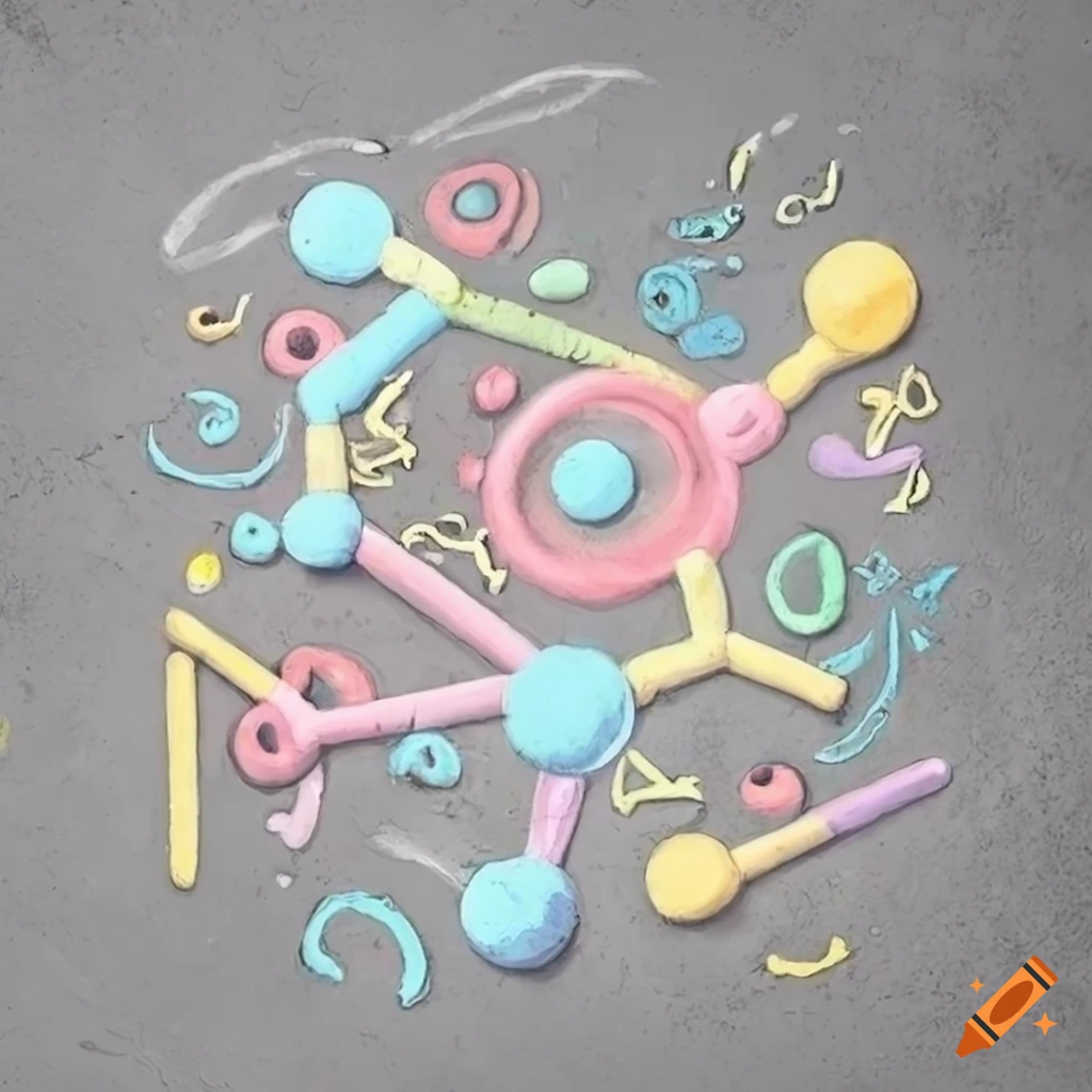 2d sidewalk chalk doodles featuring organic chemistry molecular ...