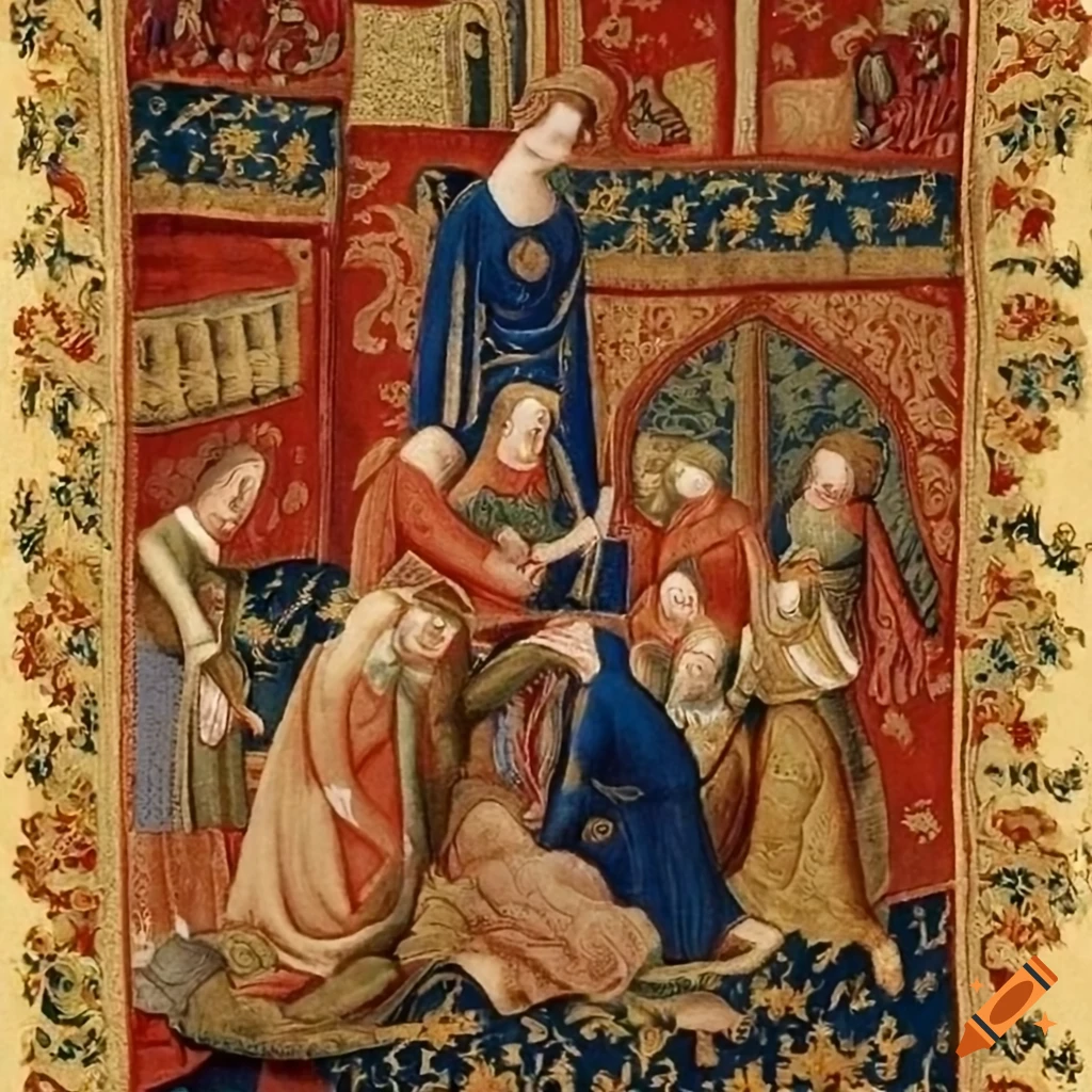 Medieval tapestry on Craiyon