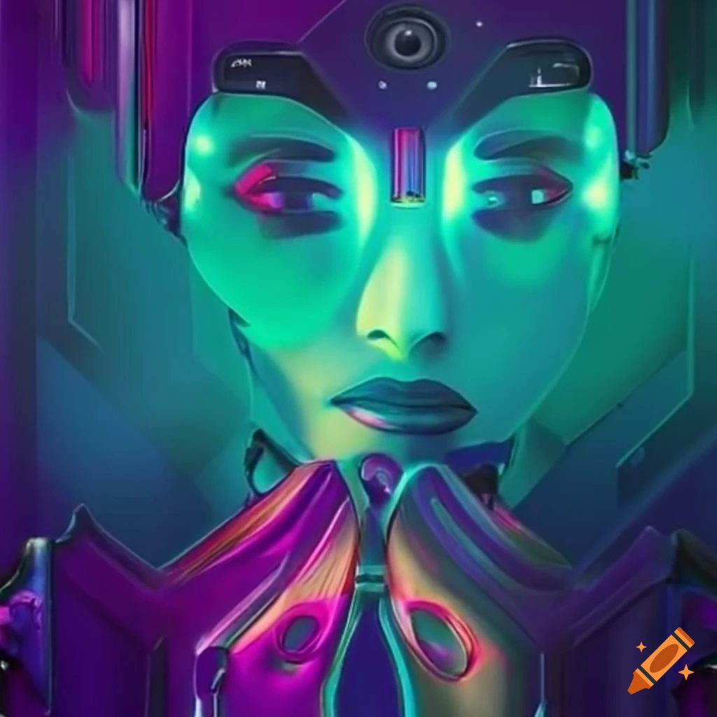 Sci-Fi metallic android that looks like Róisín Murphy standing in ...