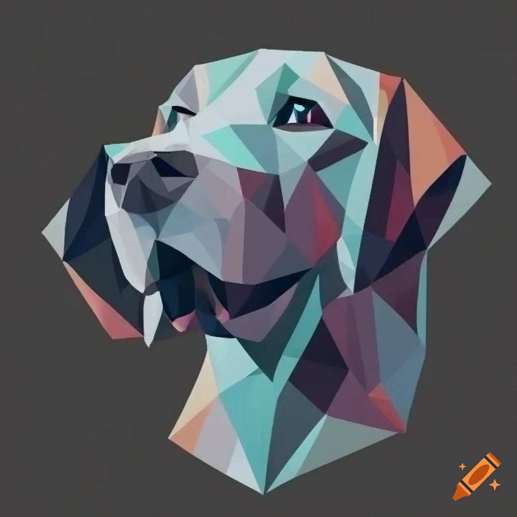 Simple low-poly dog logo with transparent background on Craiyon