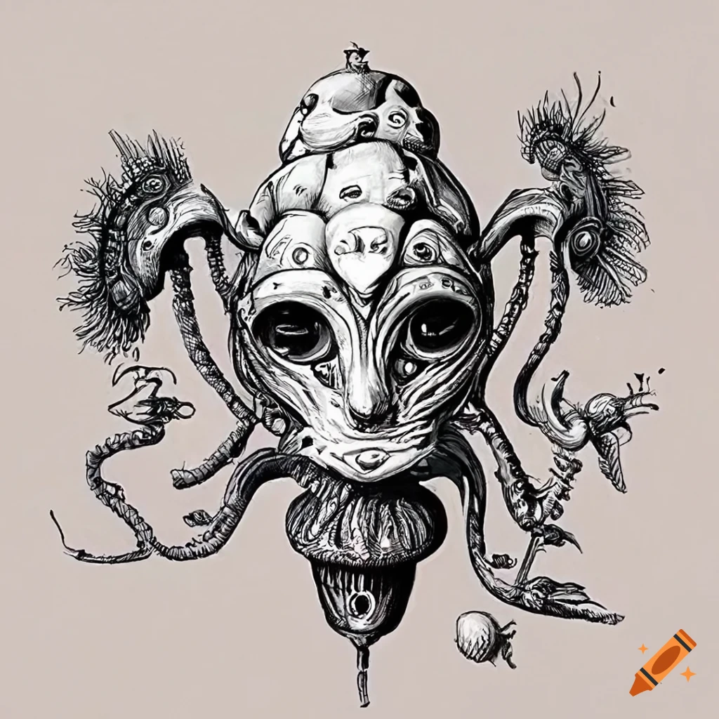 Joe fenton drawing scene decor black and white microcosme many ...