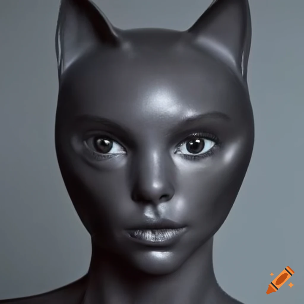 Dark grey transparent latex cat head kendall jenner face