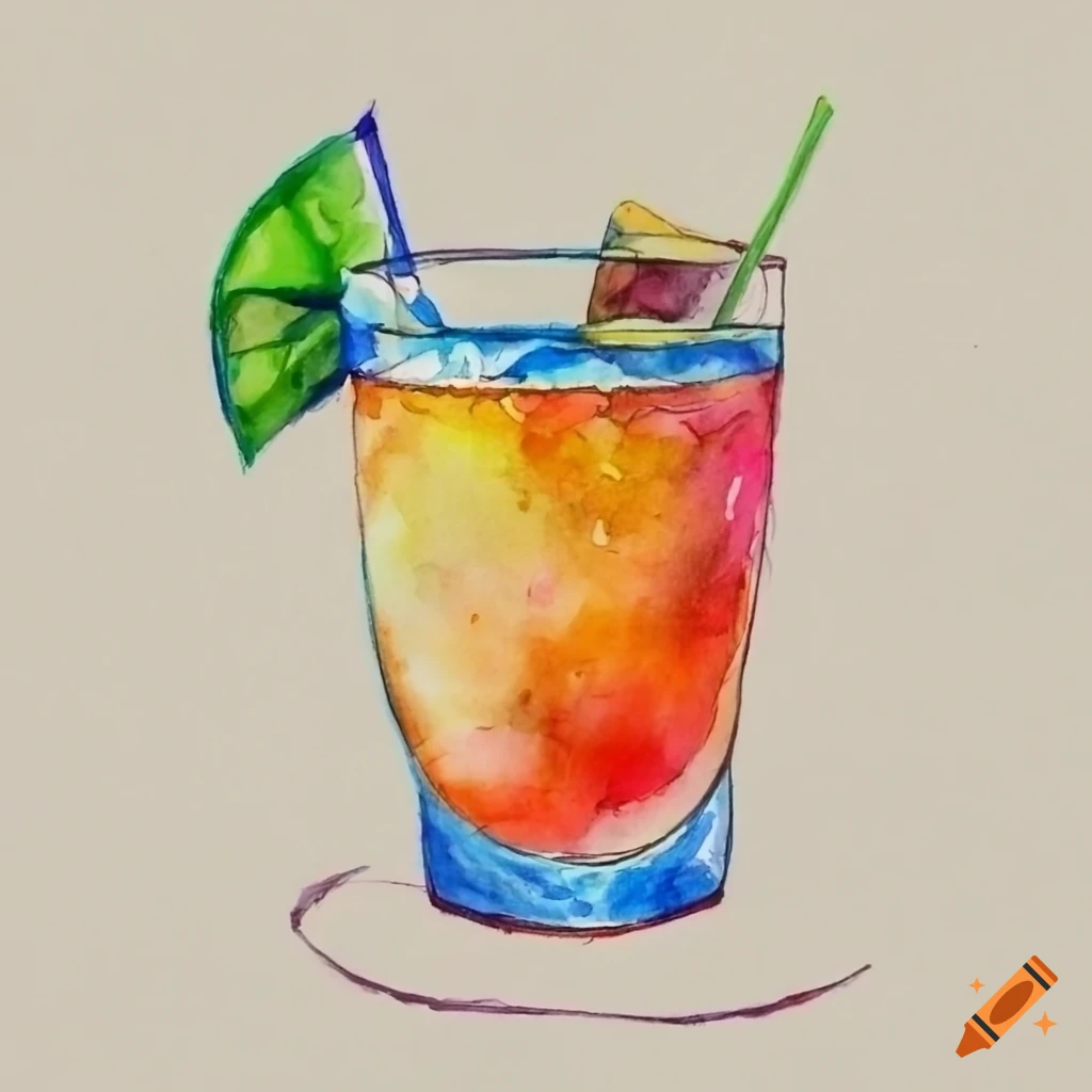 A simple implied lines drawing of a cocktail on Craiyon