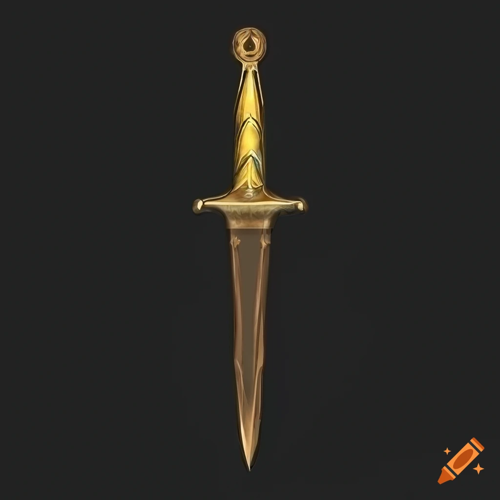 Bronze dagger in a fantasy style on a transparent background