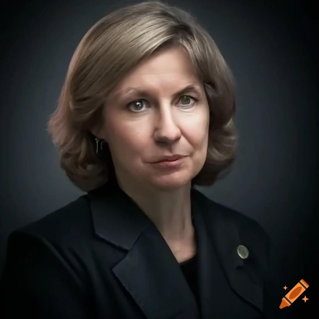 A photo of a woman named dr anna müller.she looks stern, determined and ...