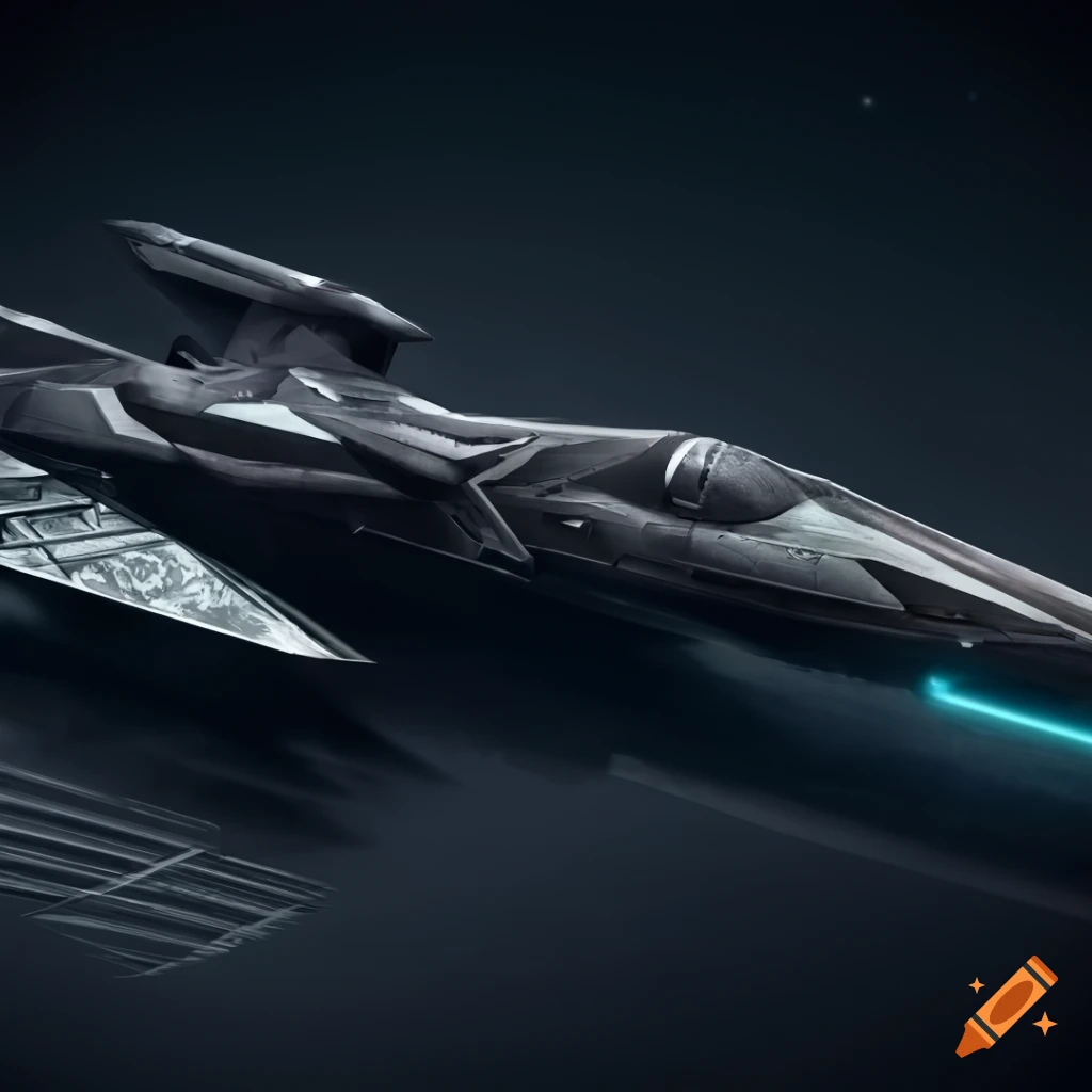 Sleek black sci fi jet