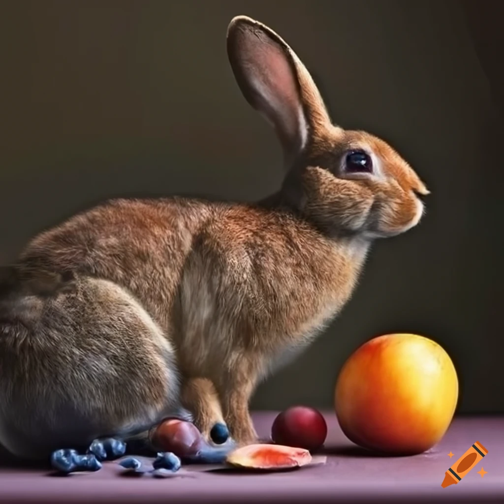Plum and rabbit still life