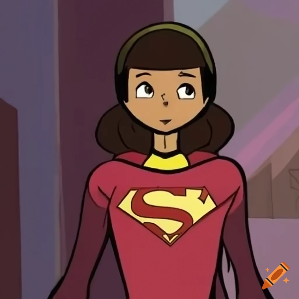 Wordgirl as a superhero in a live-action superman movie on Craiyon