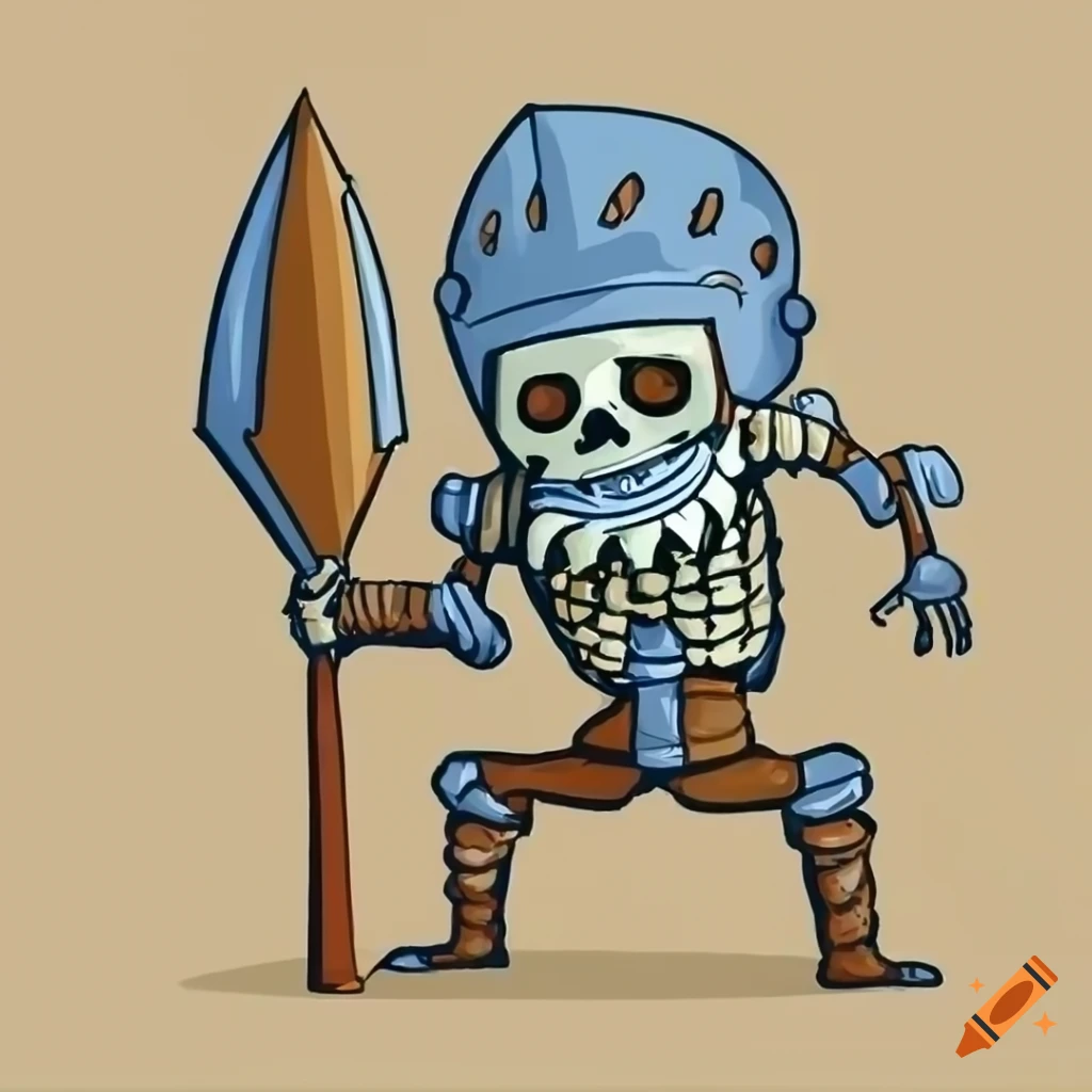 Cartoon style skeleton warrior