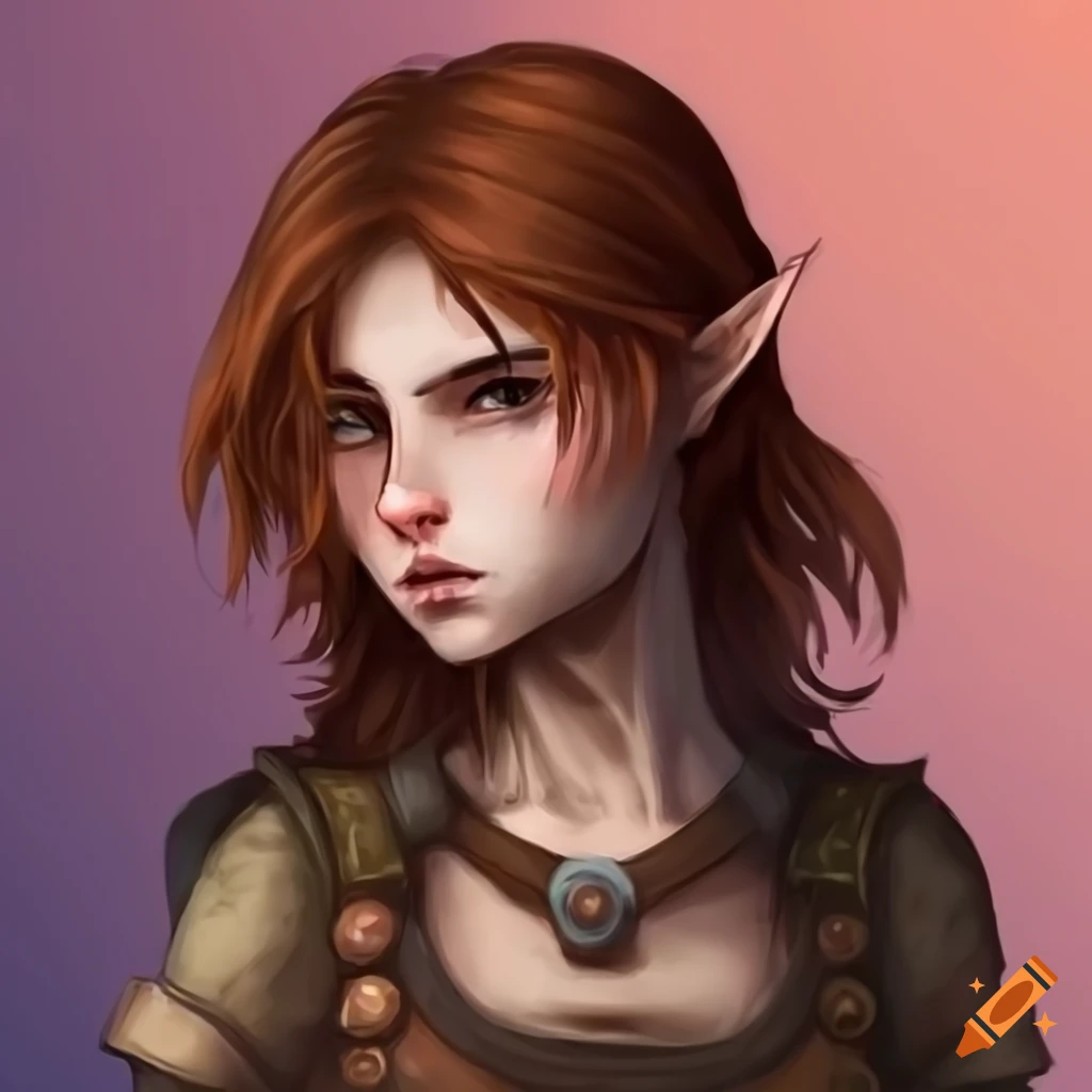 Front facing rpg portrait of a brown haired trans girl on Craiyon