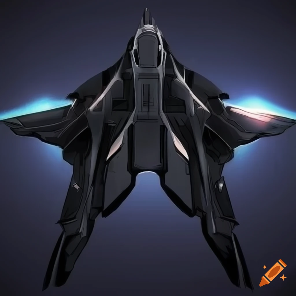 Sleek black sci fi jet