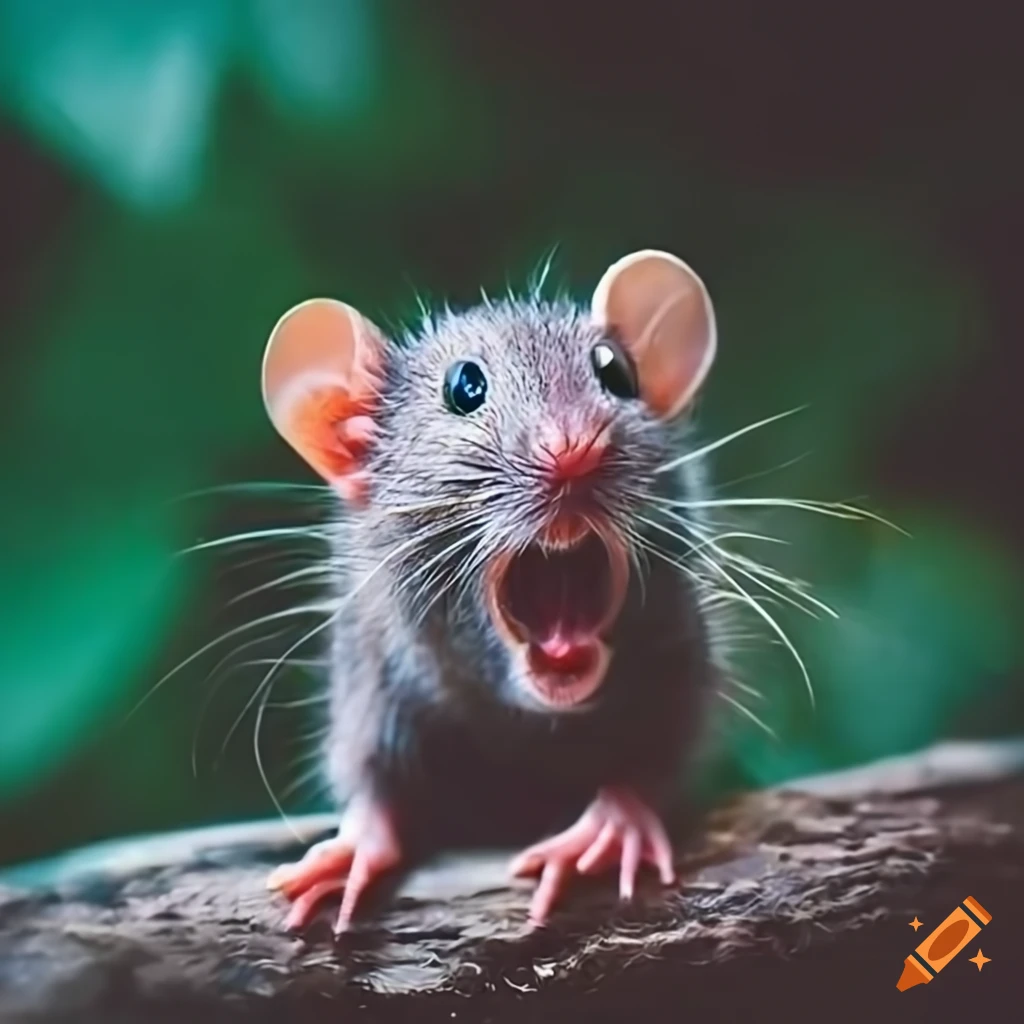 An image of a playful rat, Remy, laughing mischievously as he scurries ...