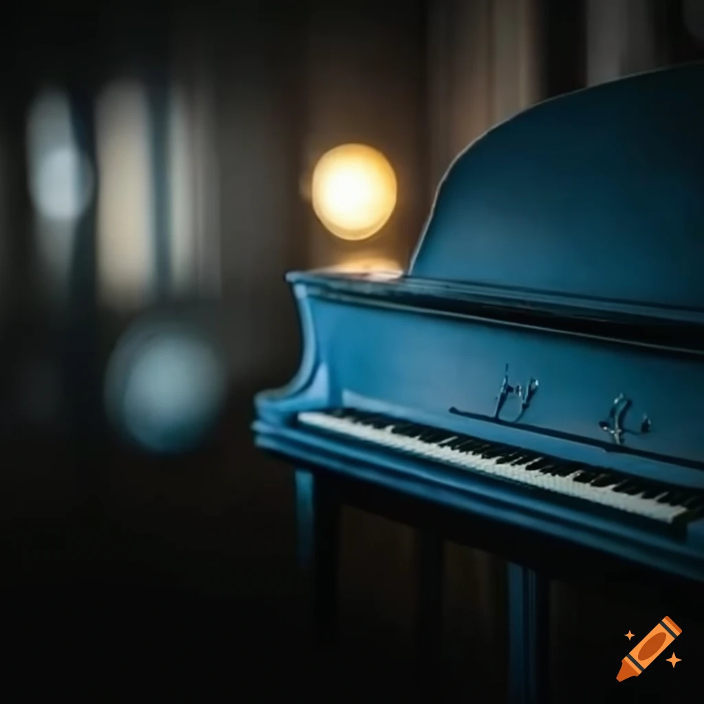 Blue baby grand piano