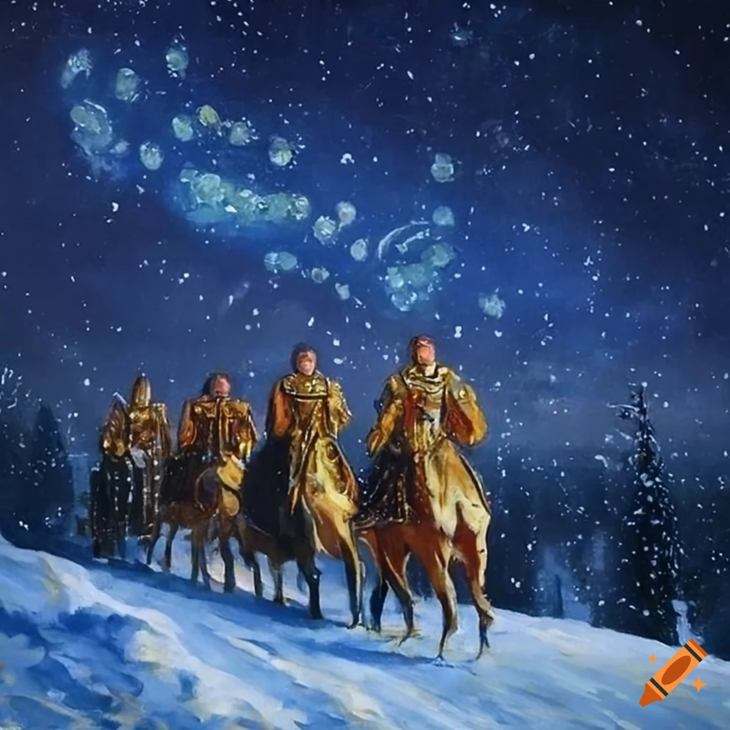 Soviet realism painting of multiple knights dressed in gold on ...