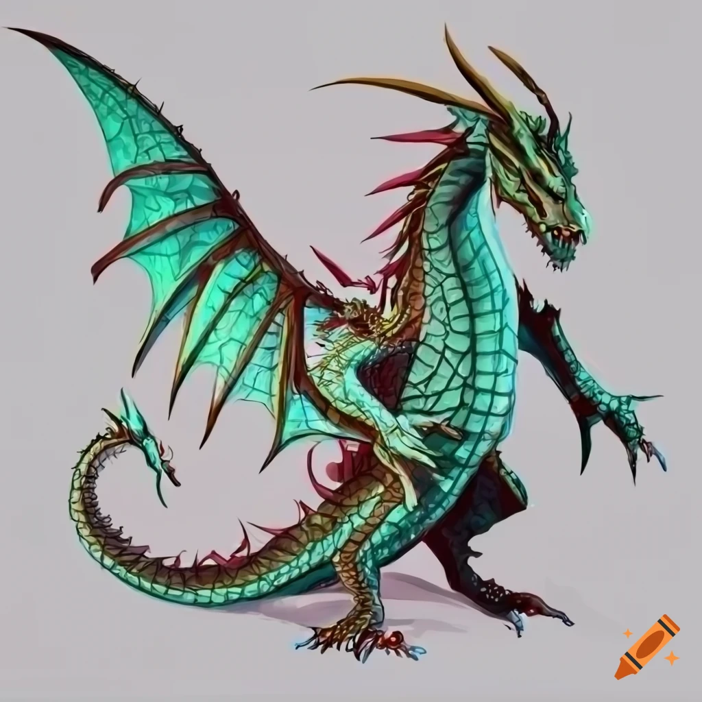 Concept designs of a dragon. full dragon body. dragon has four legs and ...