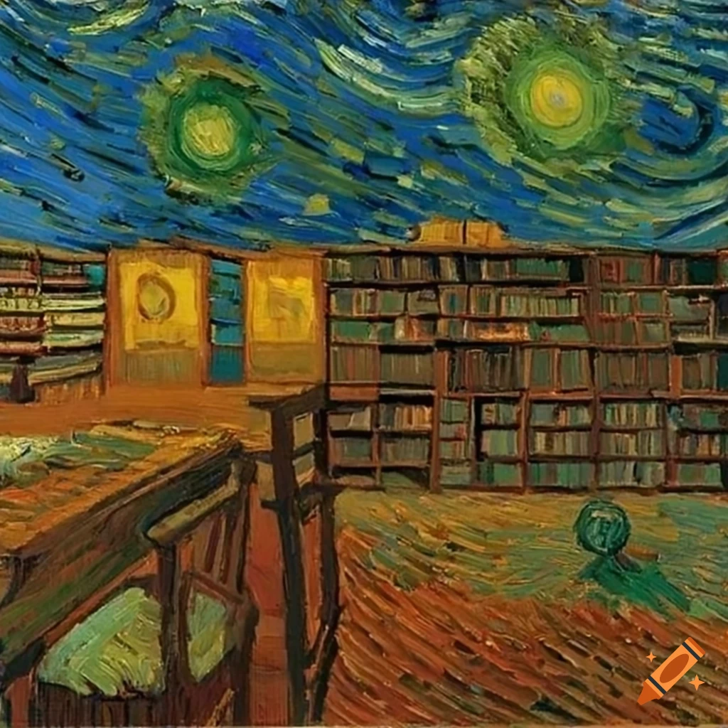 Oil painting library by vincent van gogh