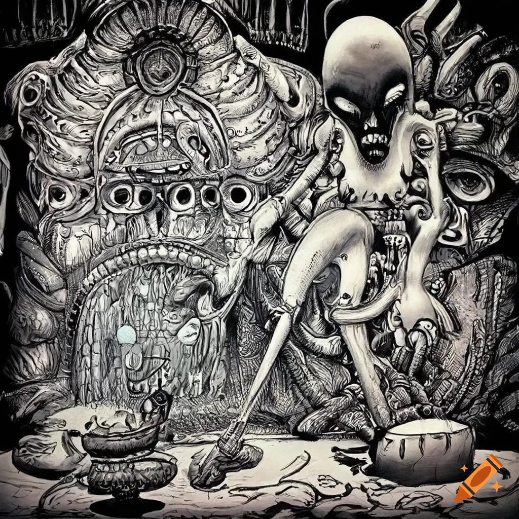 Joe fenton drawing scene decor black and white microcosme many ...