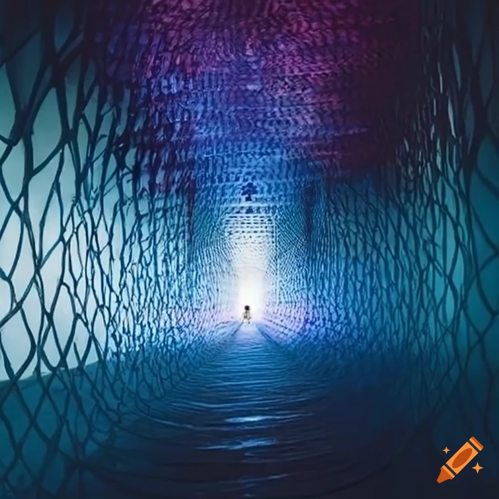 Light speed tunnel that looks like a basketball net