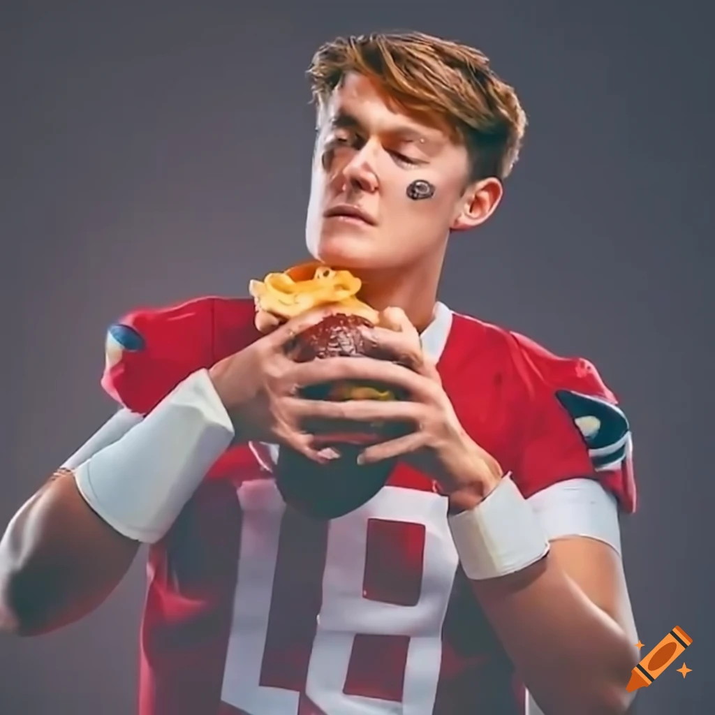 Mac jones eating a cheeseburger