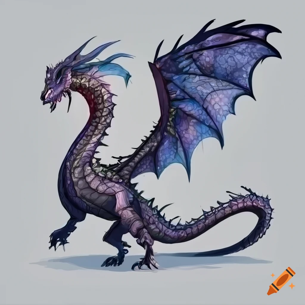 Concept designs of a dragon. full dragon body. dragon has four legs and ...