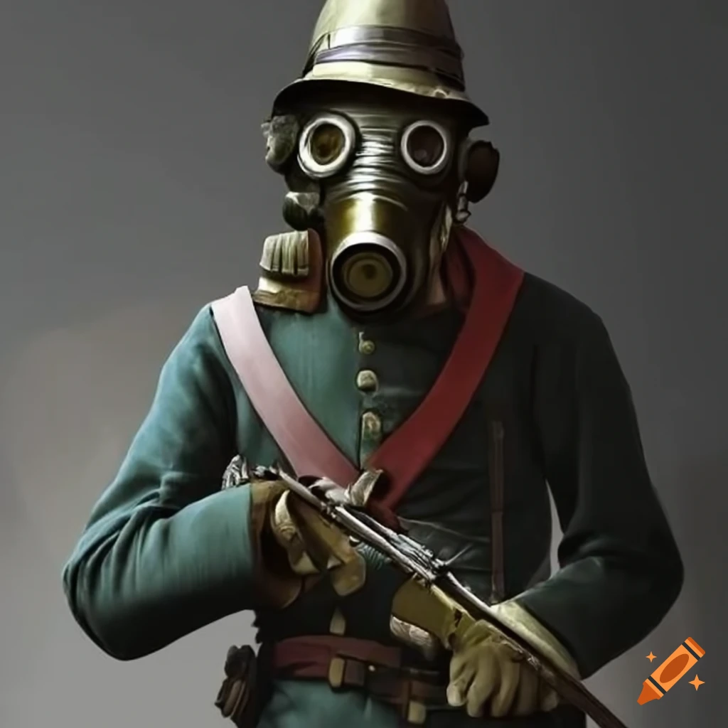 Soldier with gas mask from 1800's