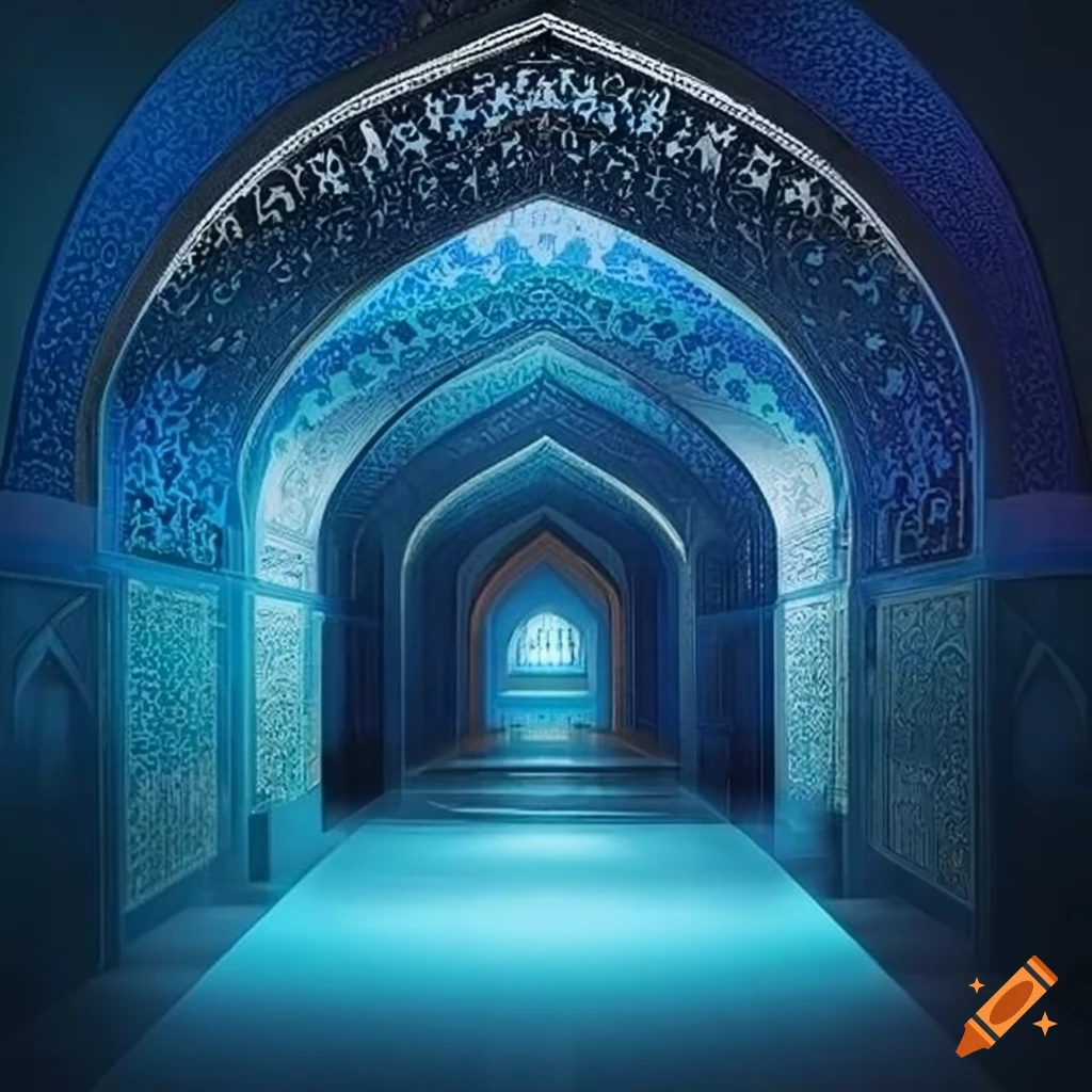 Innovative artwork combining isfahan city symbol with a server room design