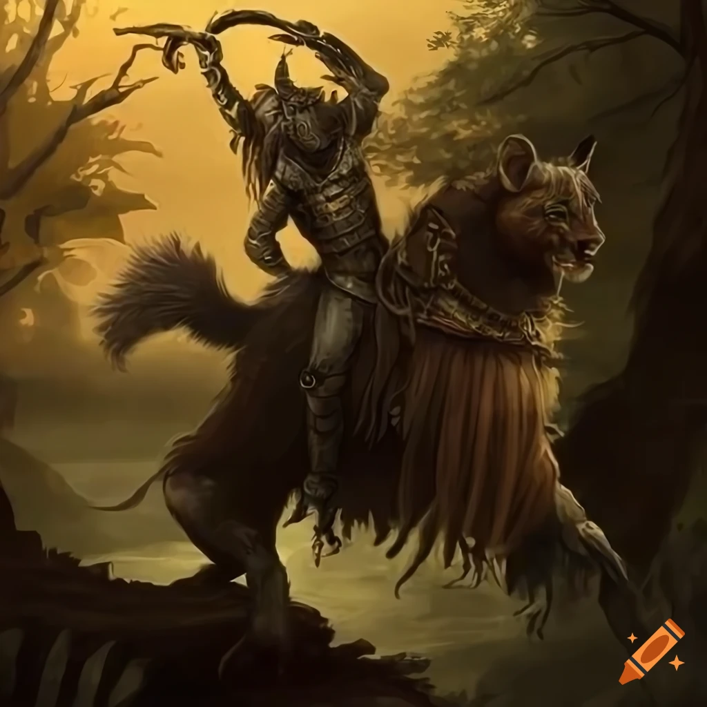 Fantasy artwork of cat-headed hussar warriors battling tree-like ...