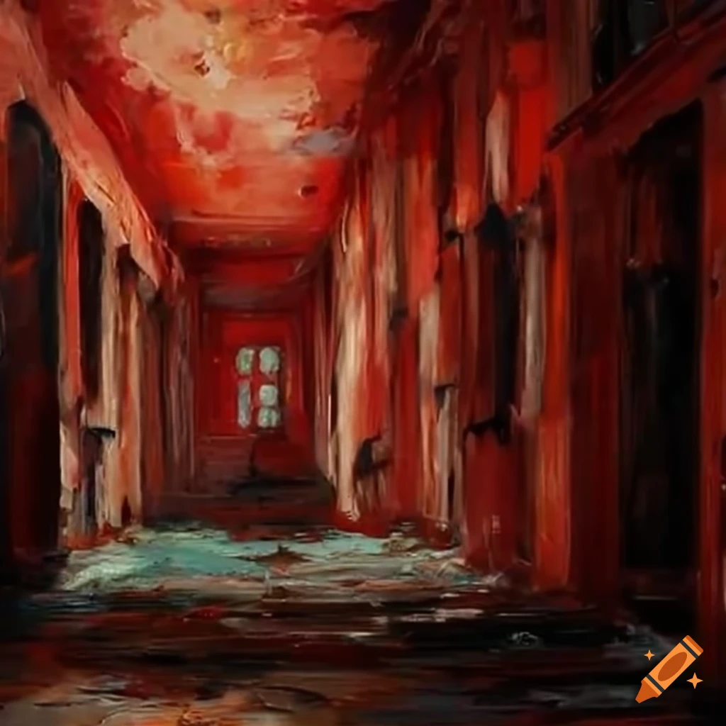 Abandoned asylum red lighting