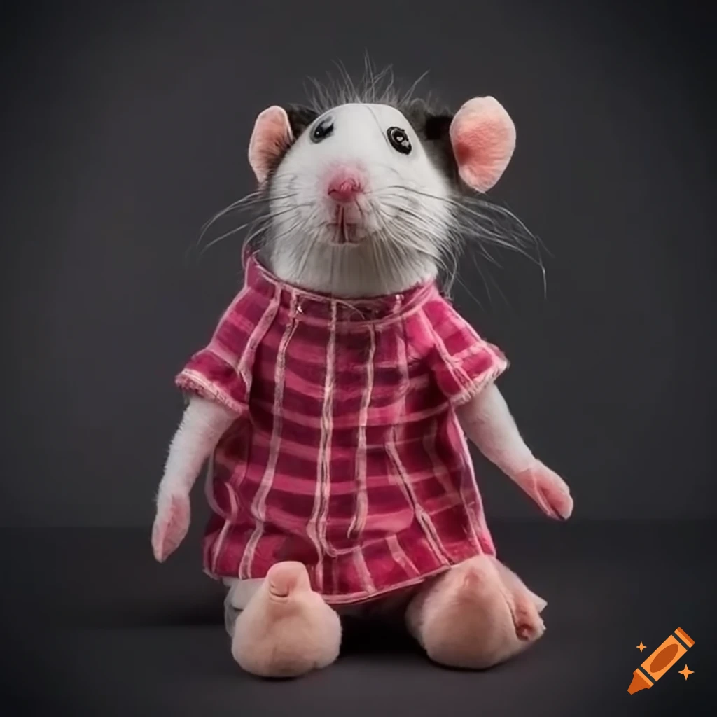 Rat plushie wearing clothes with borderies on Craiyon