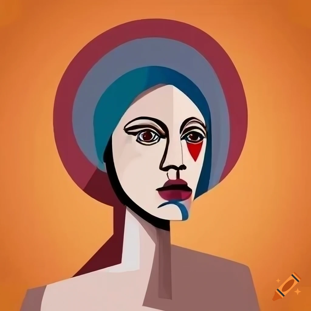 Picasso style minimalist geometric portrait with muted colors on Craiyon