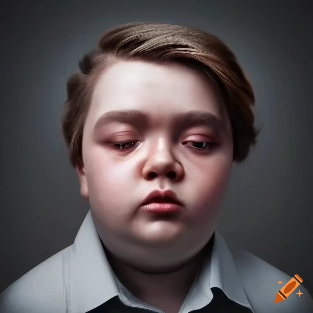 Forward-facing portrait hyper-realistic slightly-chubby-young-man wears ...