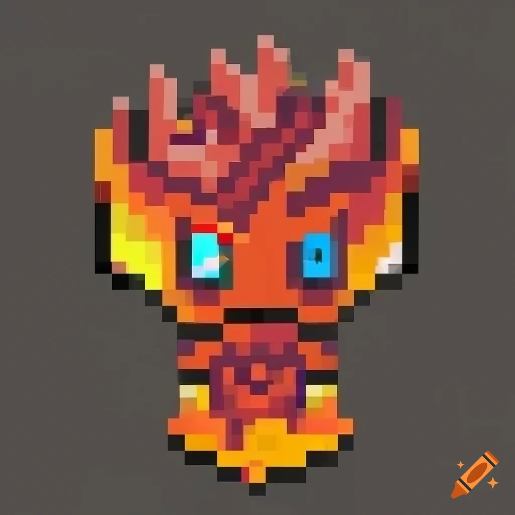 Pixel art fire elemental red orange cute on Craiyon