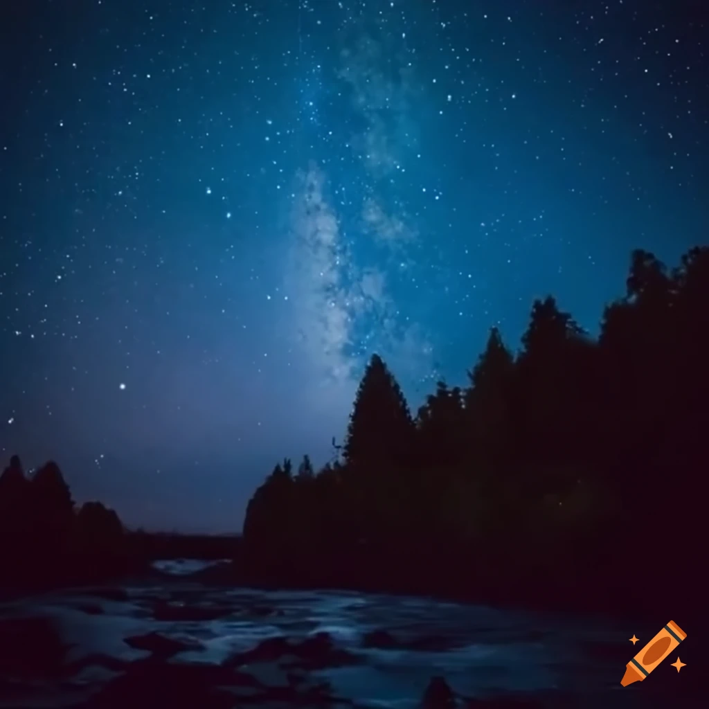 Sky night stars moon stream