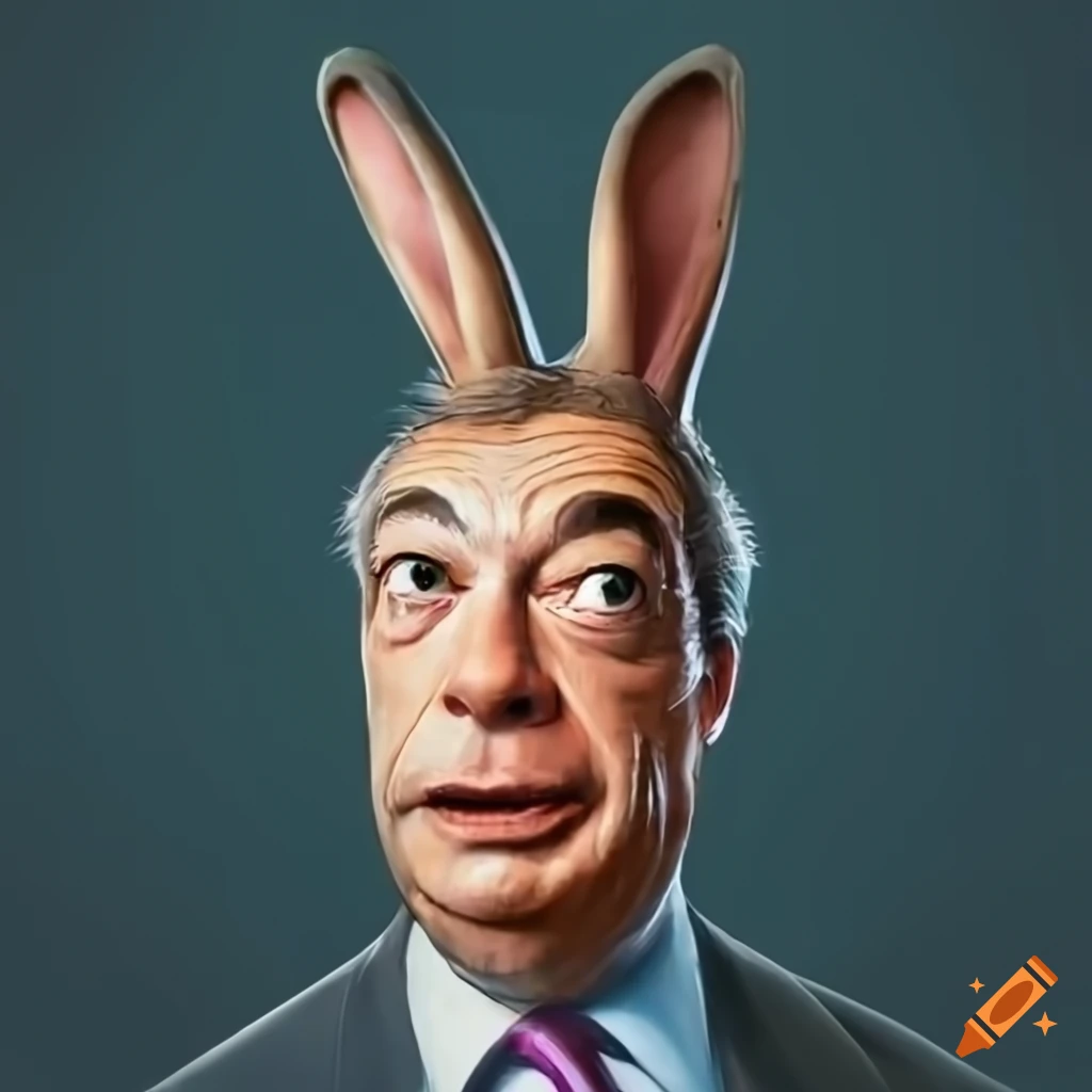 Nigel farage, bugs bunny, photorealistic, english countryside on Craiyon