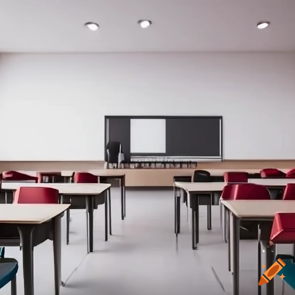 A classroom on a white background with people on Craiyon